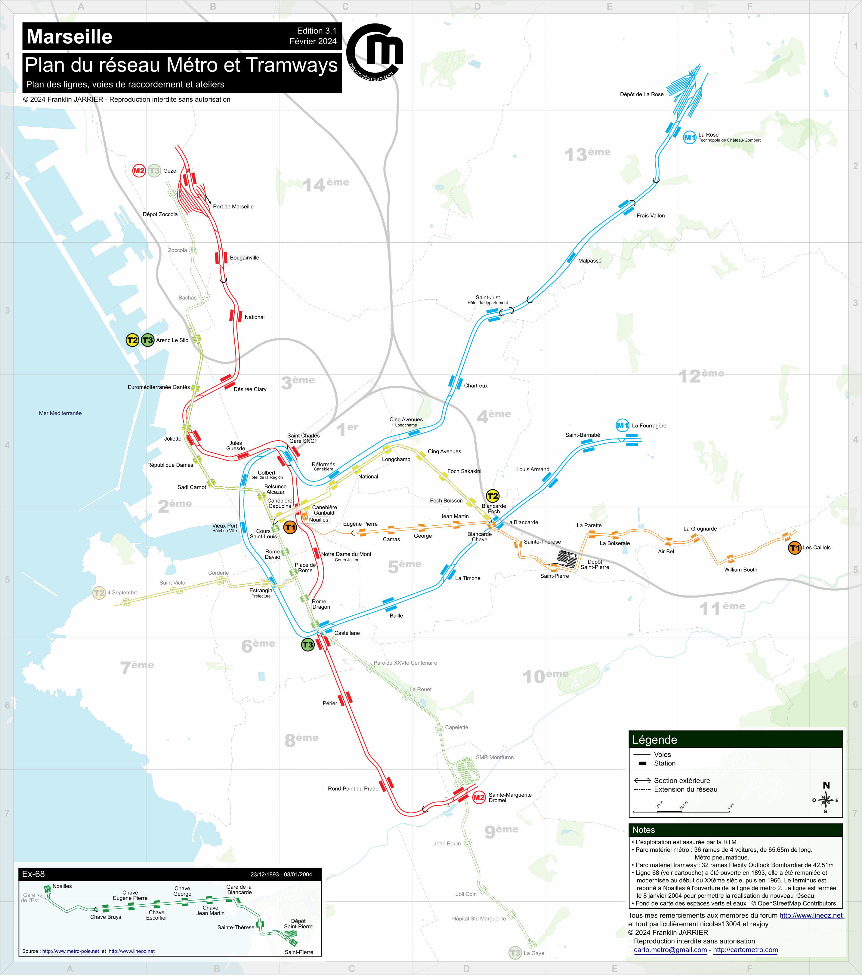 Cartes détaillées - Plan du métro et tramway de Marseille (voies et ...